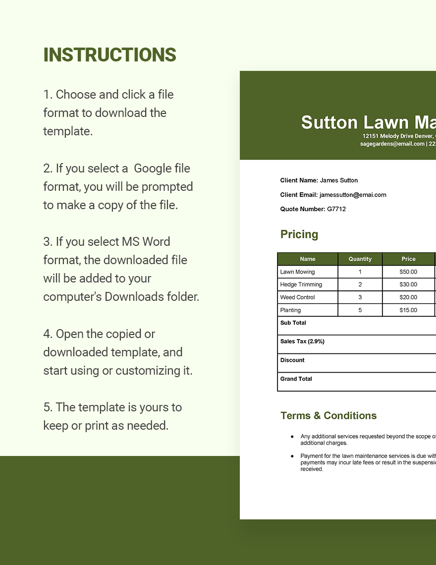Garden Service Quotation Template - Download in Word, Google Docs ...