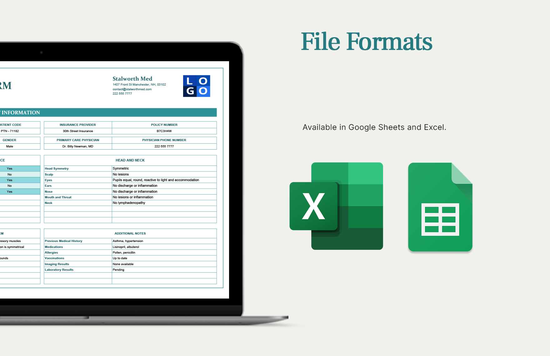 Physical Exam Form Template in MS Excel, Google Sheets - Download