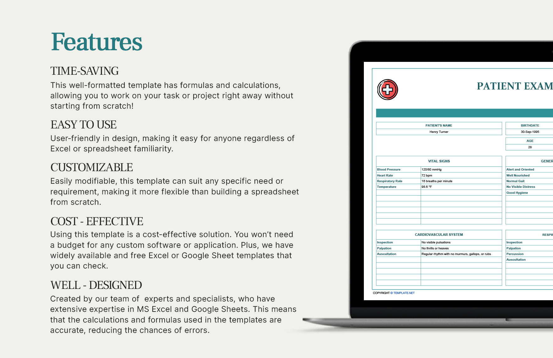 Physical Exam Form Template - Download in Excel, Google Sheets ...