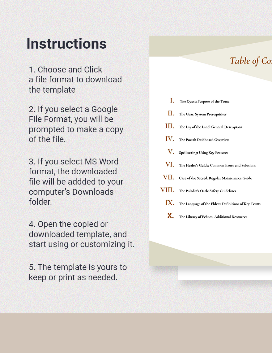 Fancy Table Of Contents Template Google Docs Word Template Fancy Table Of Contents Template Google Docs Word Template