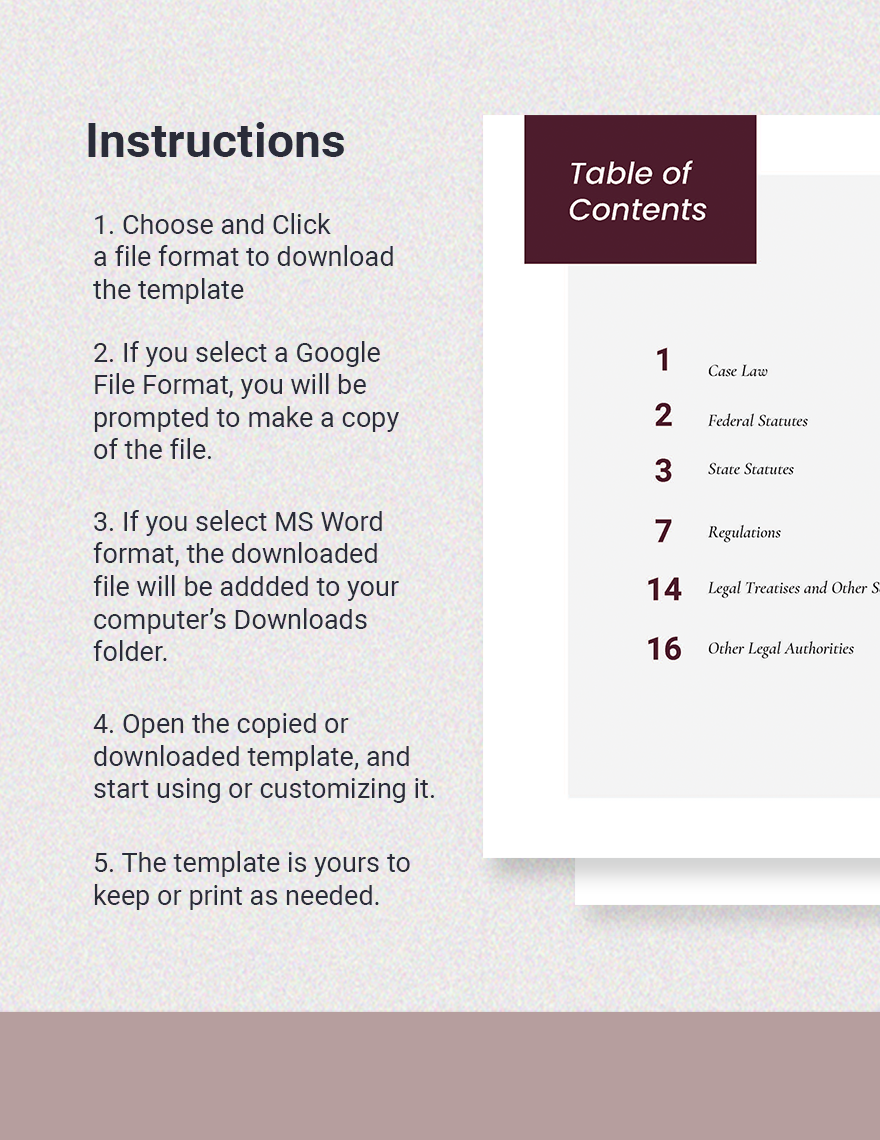 Table Of Authorities Template Download In Word Google Docs