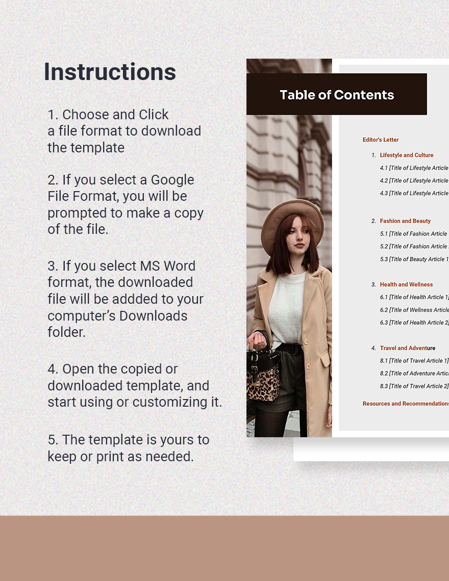 Table of Contents for Magazine Template - Download in Word, Google Docs ...