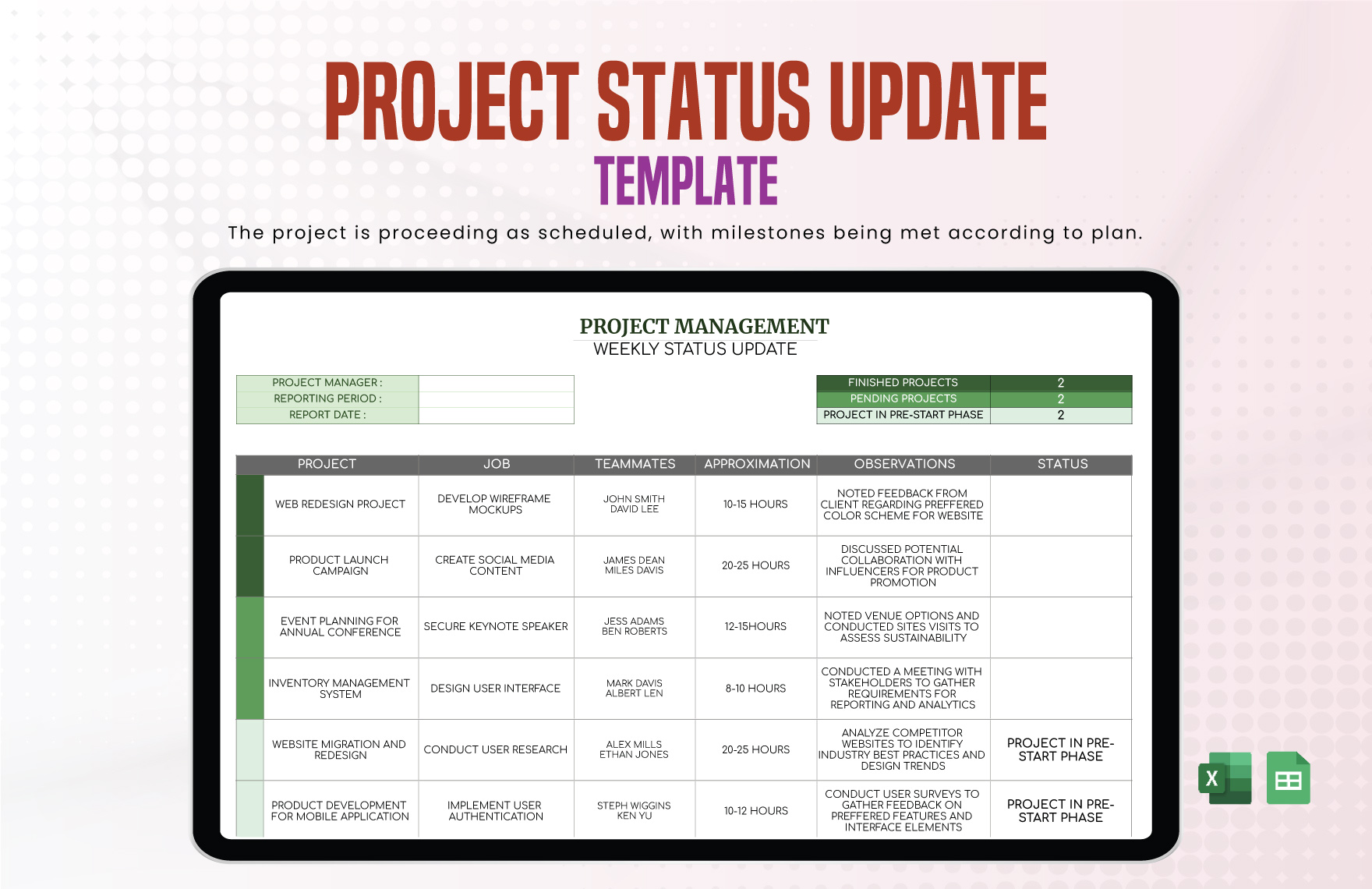 Free Project Templates To Edit Online