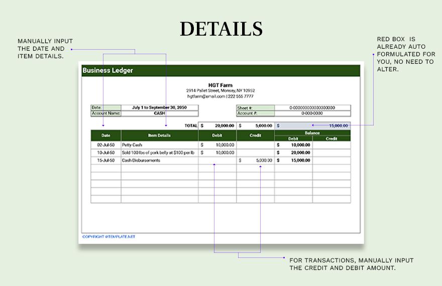 Business Ledger Template - Download in Excel, Google Sheets | Template.net