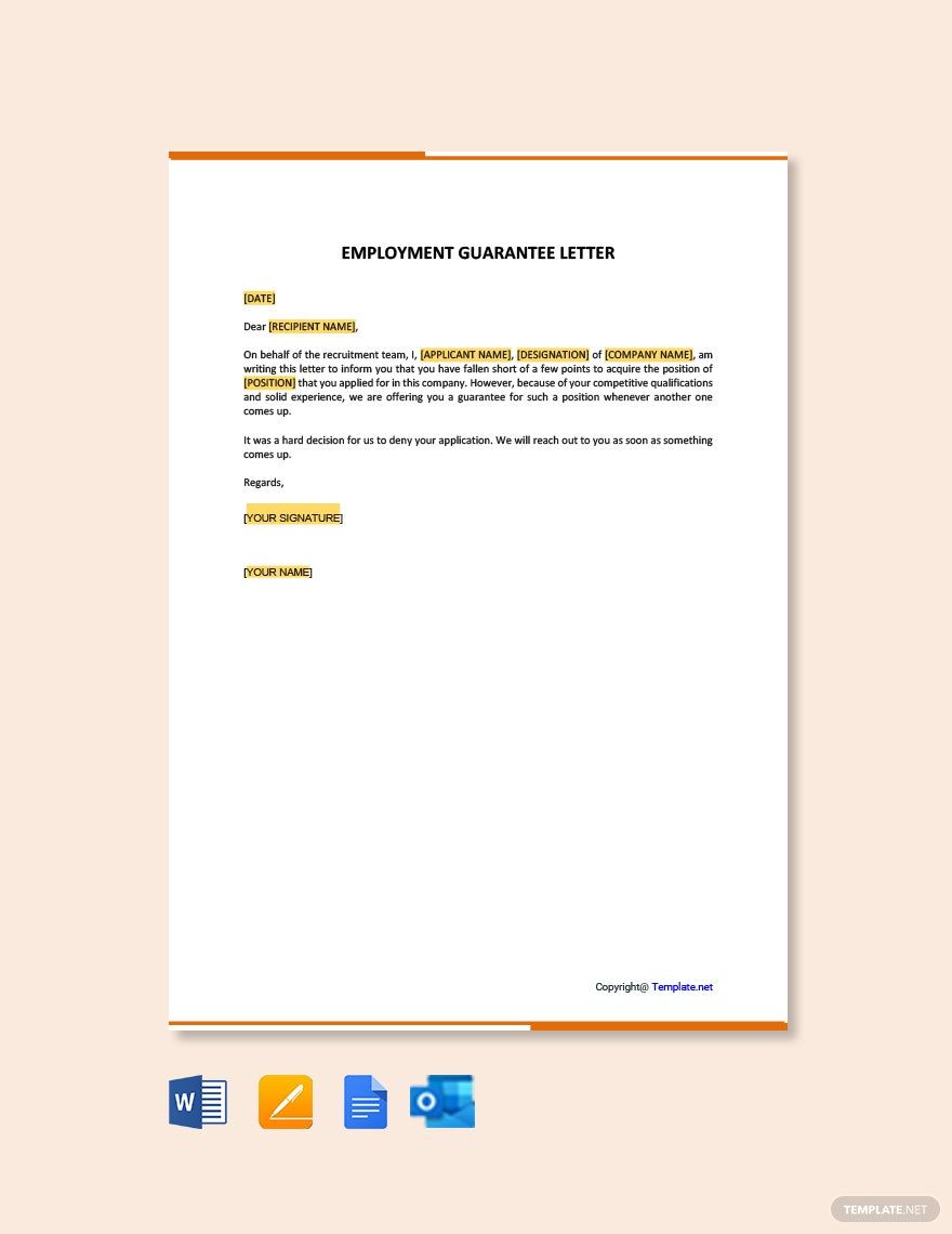 Free Free Employment Guarantee Letter Template Google Docs Word 
