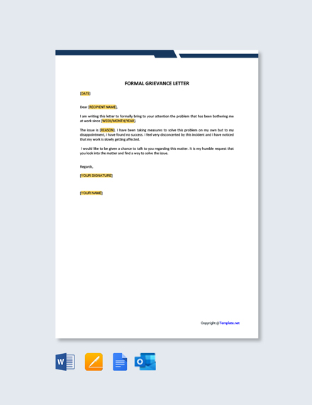 Free Grievance Letter Template - Google Docs, Word, Apple Pages ...