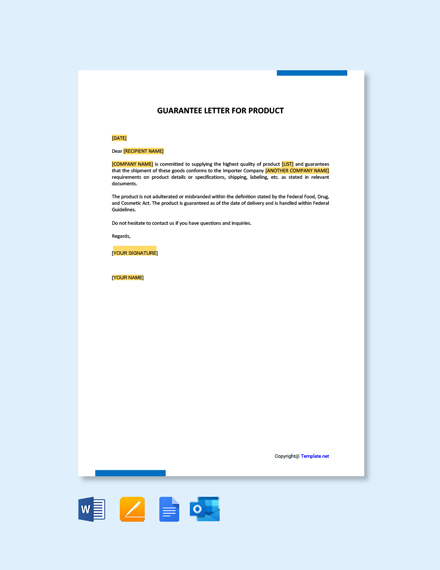 Guarantee Letter Template Google Docs Word Apple Pages Template