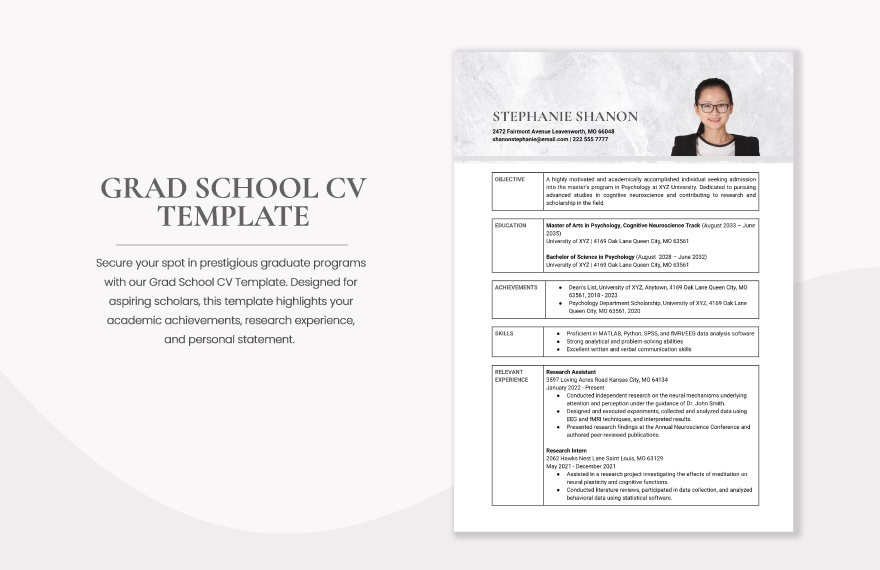 Grad School CV Template In Word Google Docs Download Template