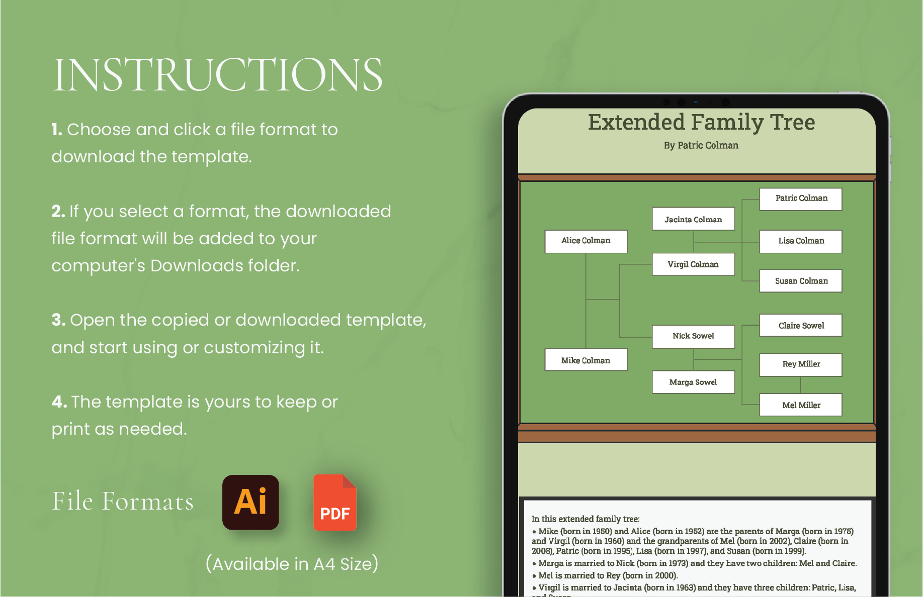 Extended Family Family Tree Template - PDF, Illustrator | Template.net Extended Family Family Tree Template - PDF, Illustrator | Template.net
