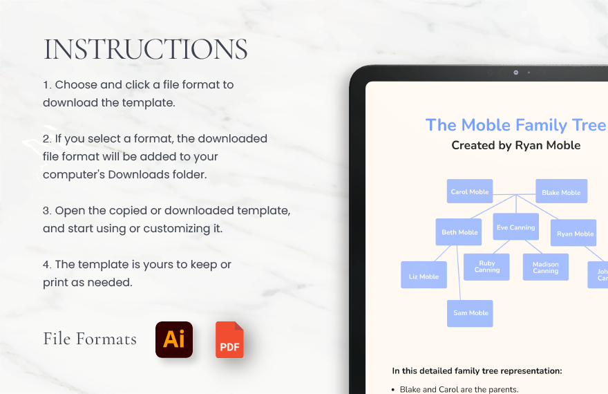 Printable Detailed Family Tree Template - Download in PDF, Illustrator ...