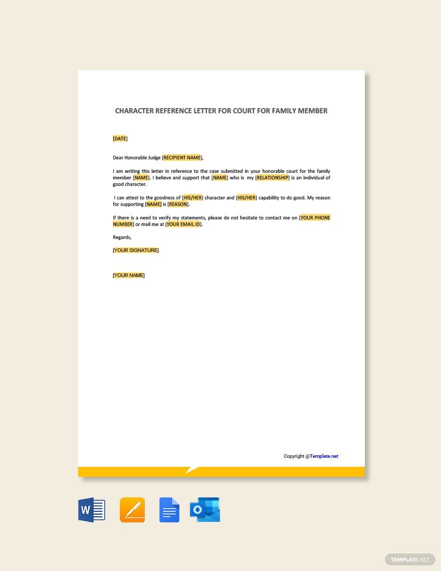 Character Letter For Court For Family Member Template Google Docs 
