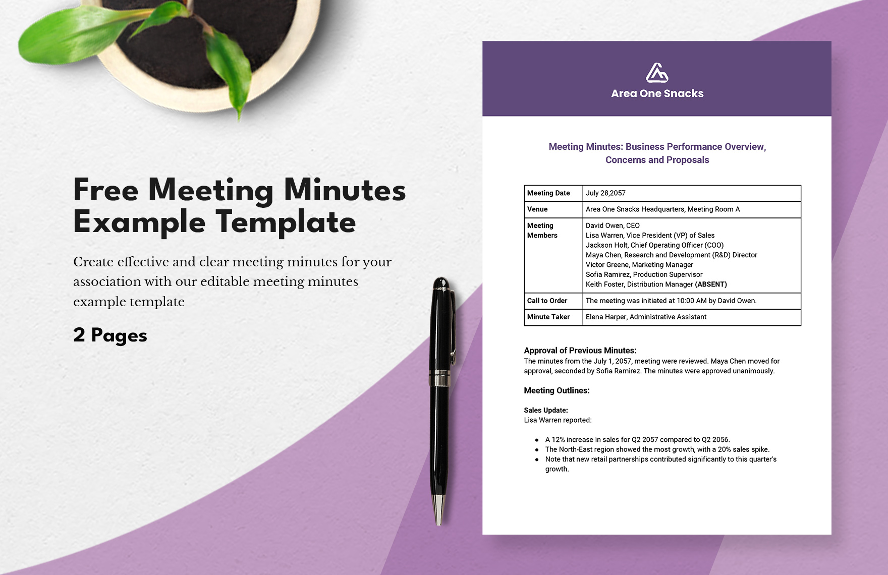 Free Meeting Minutes Example Template Download In Word Google Docs 