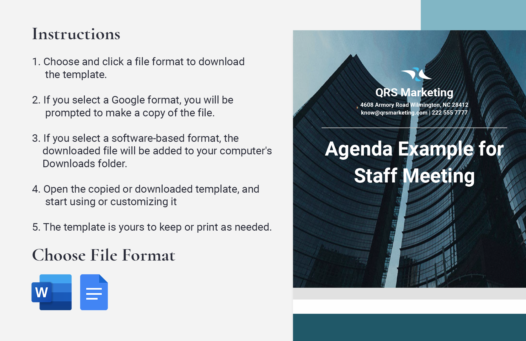 Agenda Example for Staff Meeting Template - Google Docs, Word ...