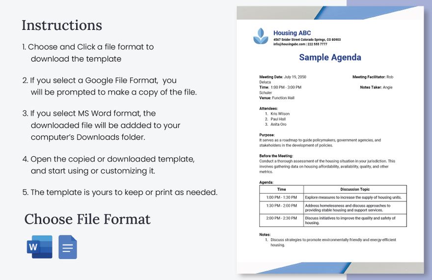 Free Sample Agenda Template - Google Docs, Word | Template.net