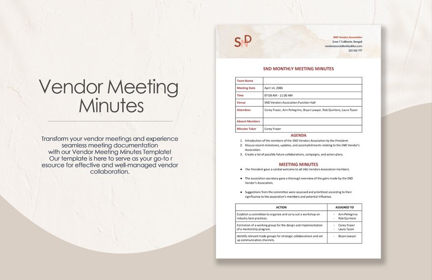 Vendor Meeting Minutes - Download in Word, Google Docs | Template.net