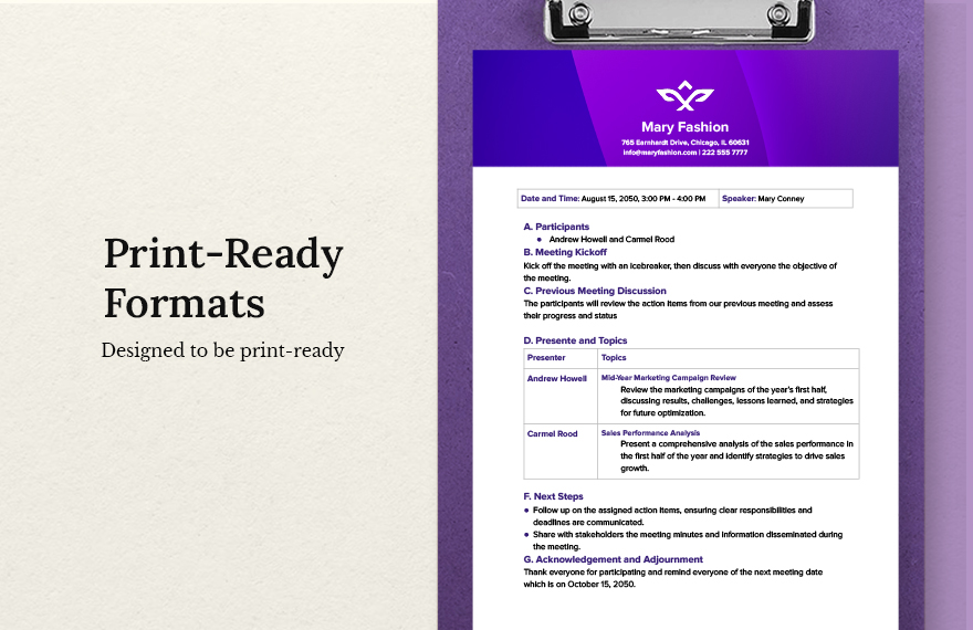 Creative Agenda Template - Download in Word, Google Docs | Template.net