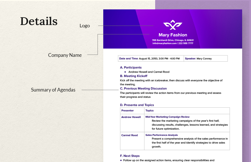 Creative Agenda Template - Download in Word, Google Docs | Template.net