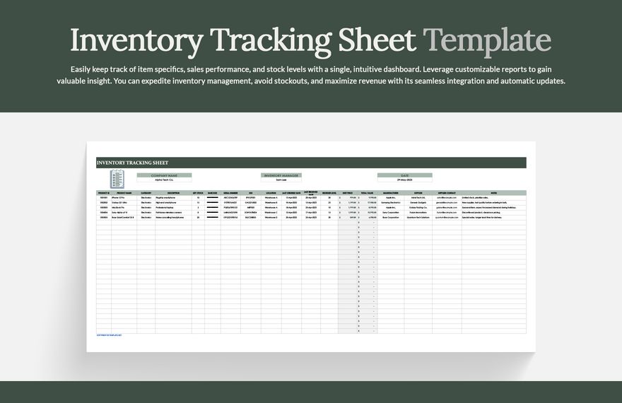 Inventory Tracking Sheet Template Download In Excel Google Sheets