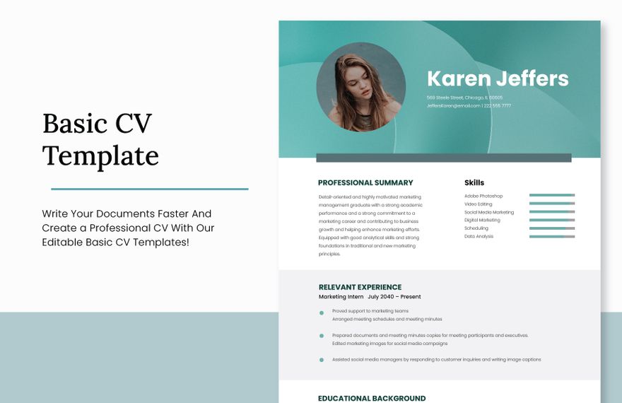 Free Basic CV Template Download In Word Google Docs Template