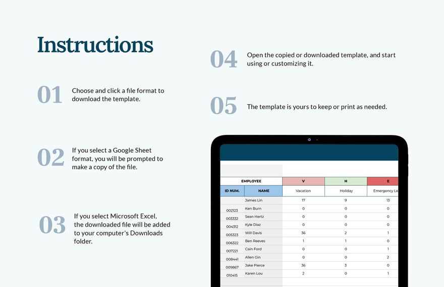 Annual Leave Tracker Template - Excel, Google Sheets | Template.net