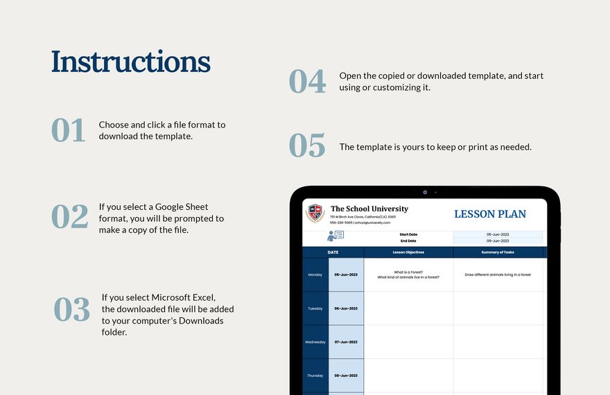 Free Lesson Plan Template - Download in Excel, Google Sheets | Template.net