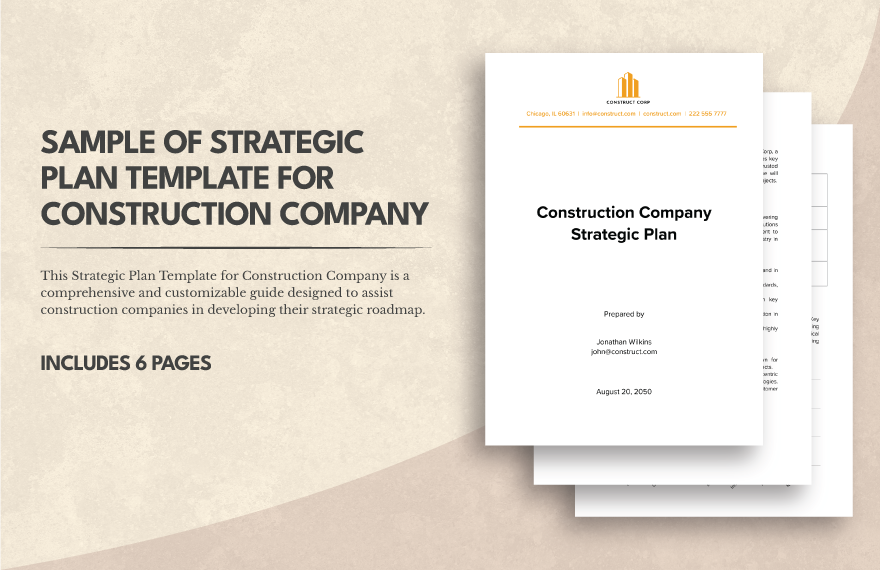 Sample Of Strategic Plan Template For Construction Company Download 
