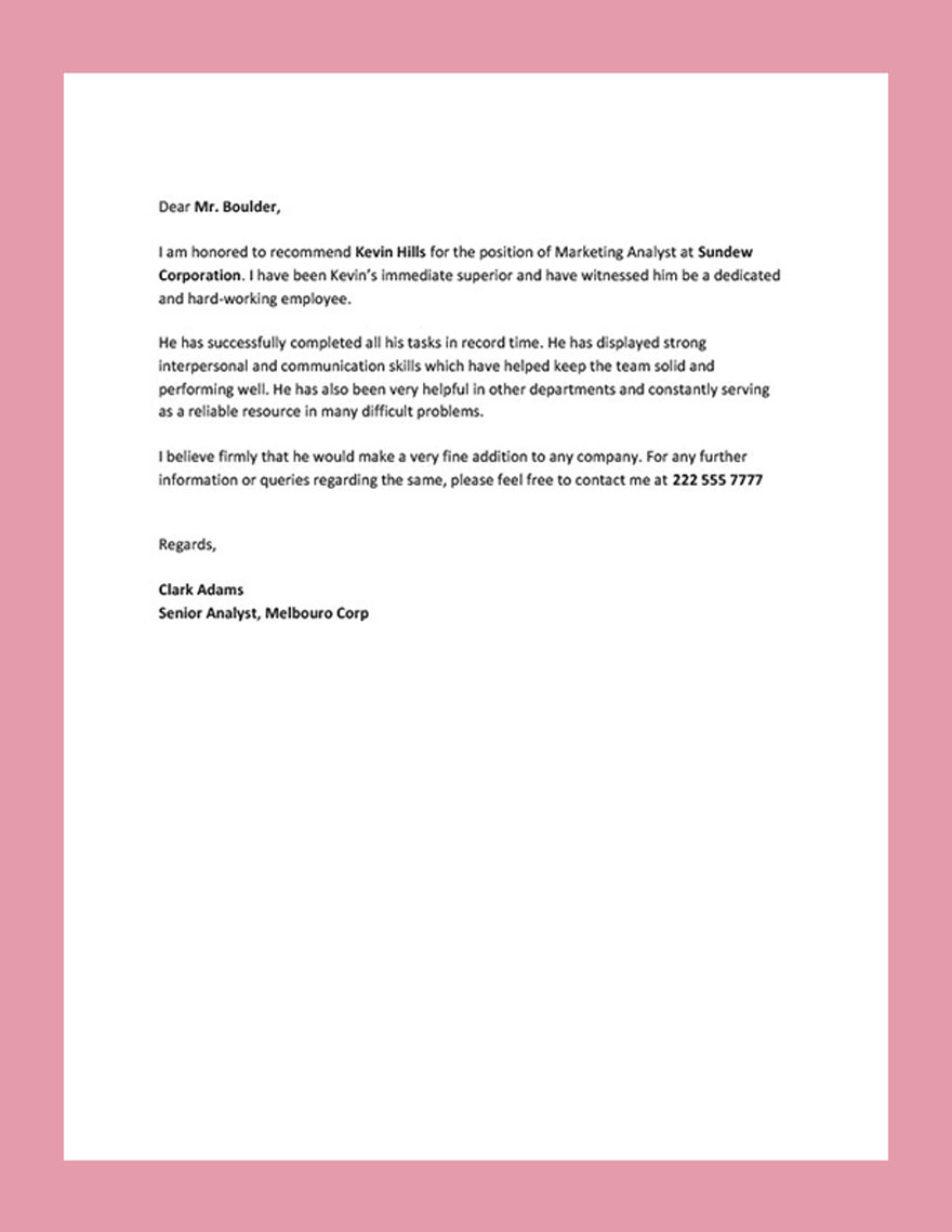 Job Reference Letter Template - Google Docs, Word | Template.net