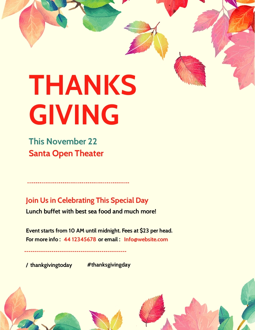 Thanksgiving Lunch Flyer Template - Illustrator, Word, Apple Pages, PSD ...