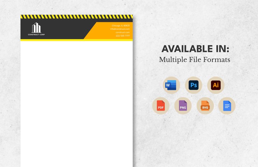 Flat Construction Company Letterhead Template - Download in Word ...