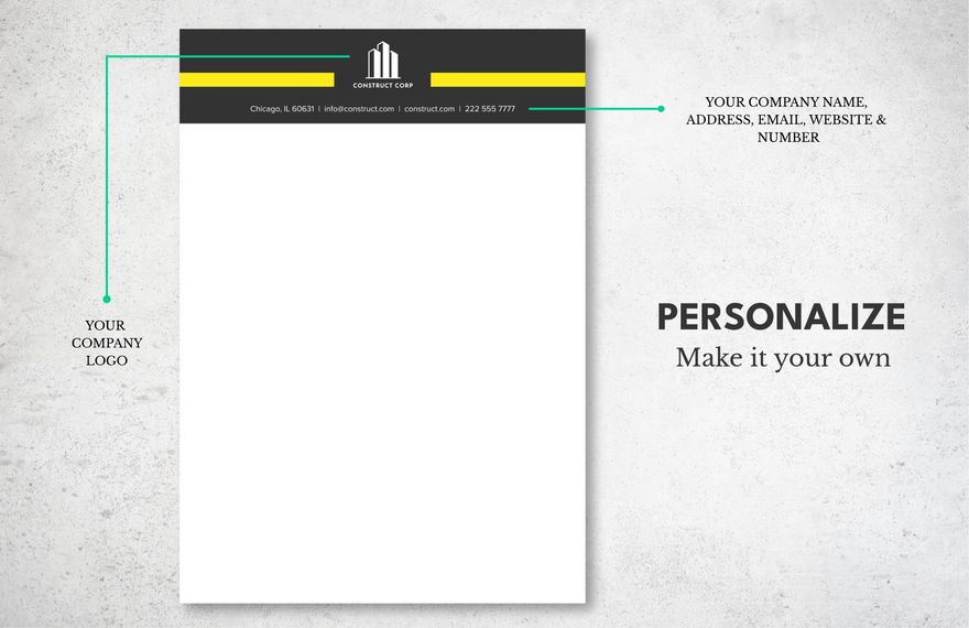 Construction Contractor Letterhead Design Template - Download in Word ...