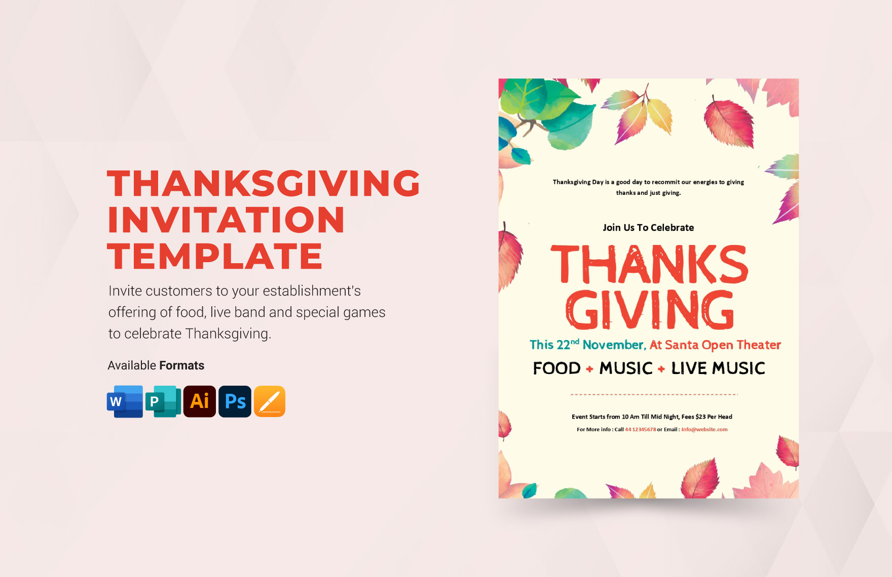 Microsoft Thanksgiving Invitations Template Printable Happy
