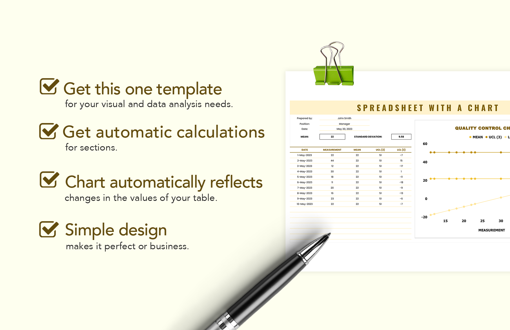 Spreadsheet With A Chart Template - Download in Excel, Google Sheets ...