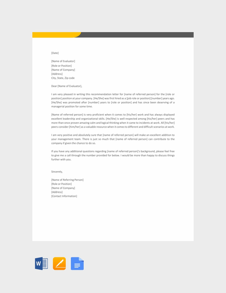 FREE Project Manager Reference Letter Template - Word | Google Docs ...