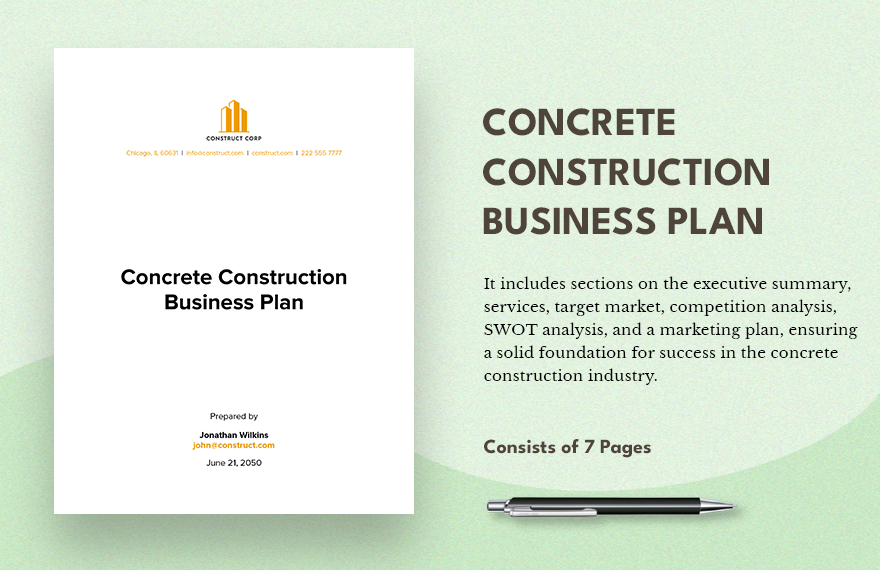 Concrete Construction Business Plan Template Download In Word Google 