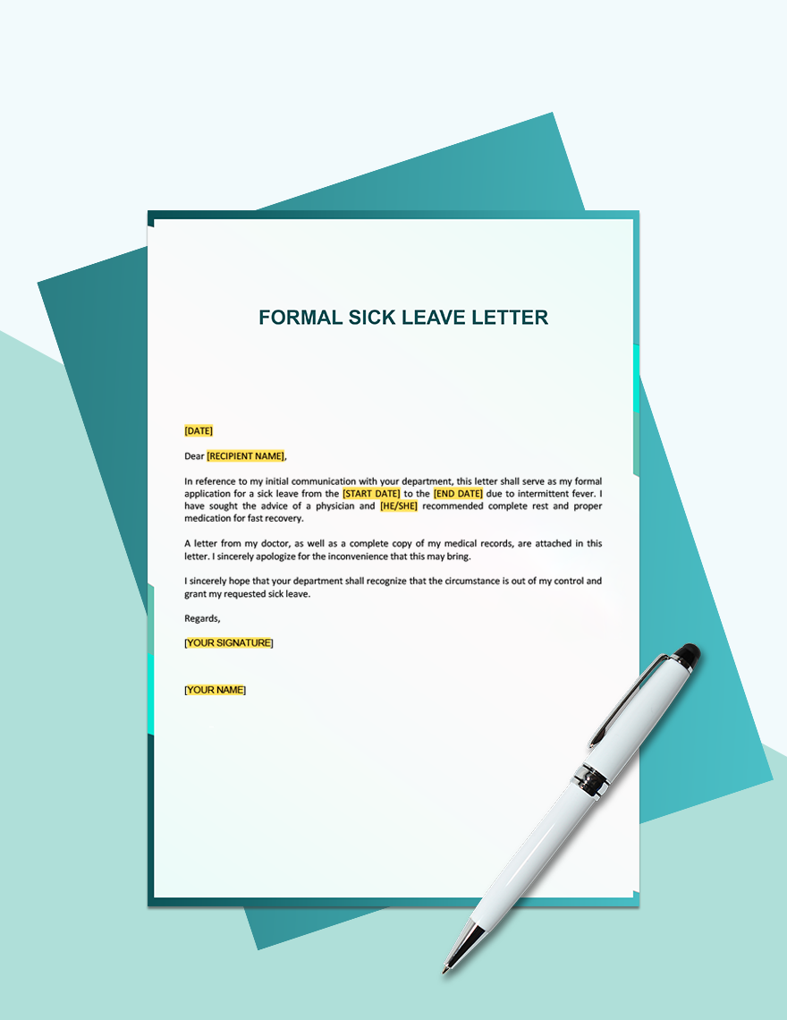 Free Sick Leave Letter Template - Word, Google Docs, PDF, Apple Pages ...