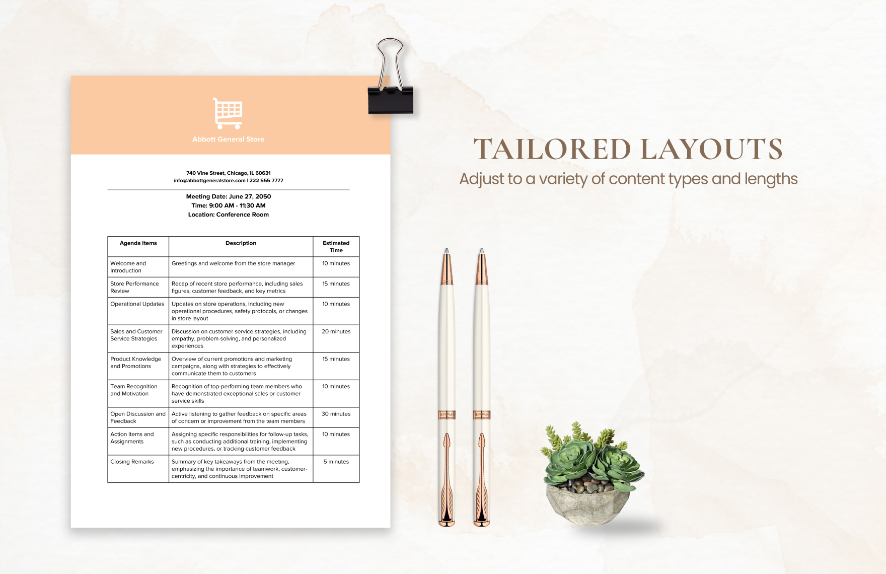 Store Meeting Agenda Template - Google Docs, Word, PDF | Template.net