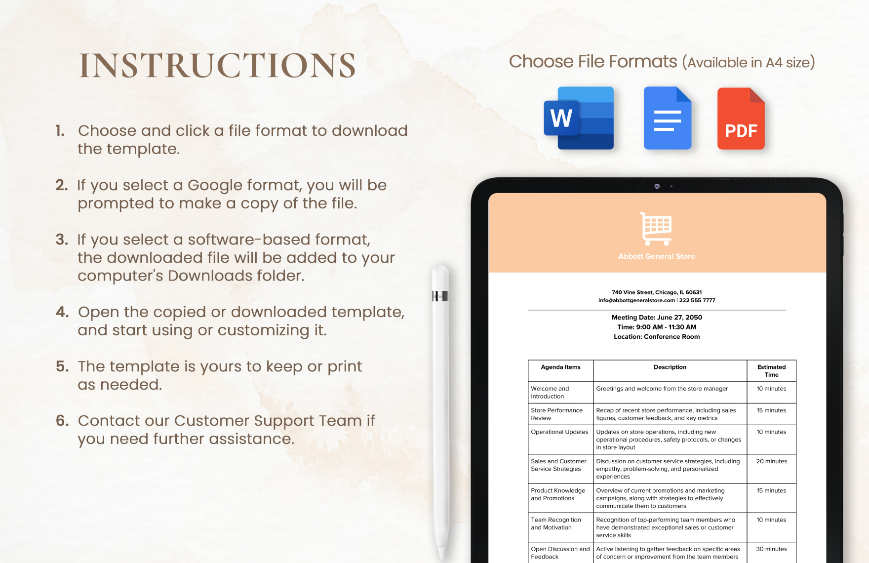 Store Meeting Agenda Template - Google Docs, Word, PDF | Template.net