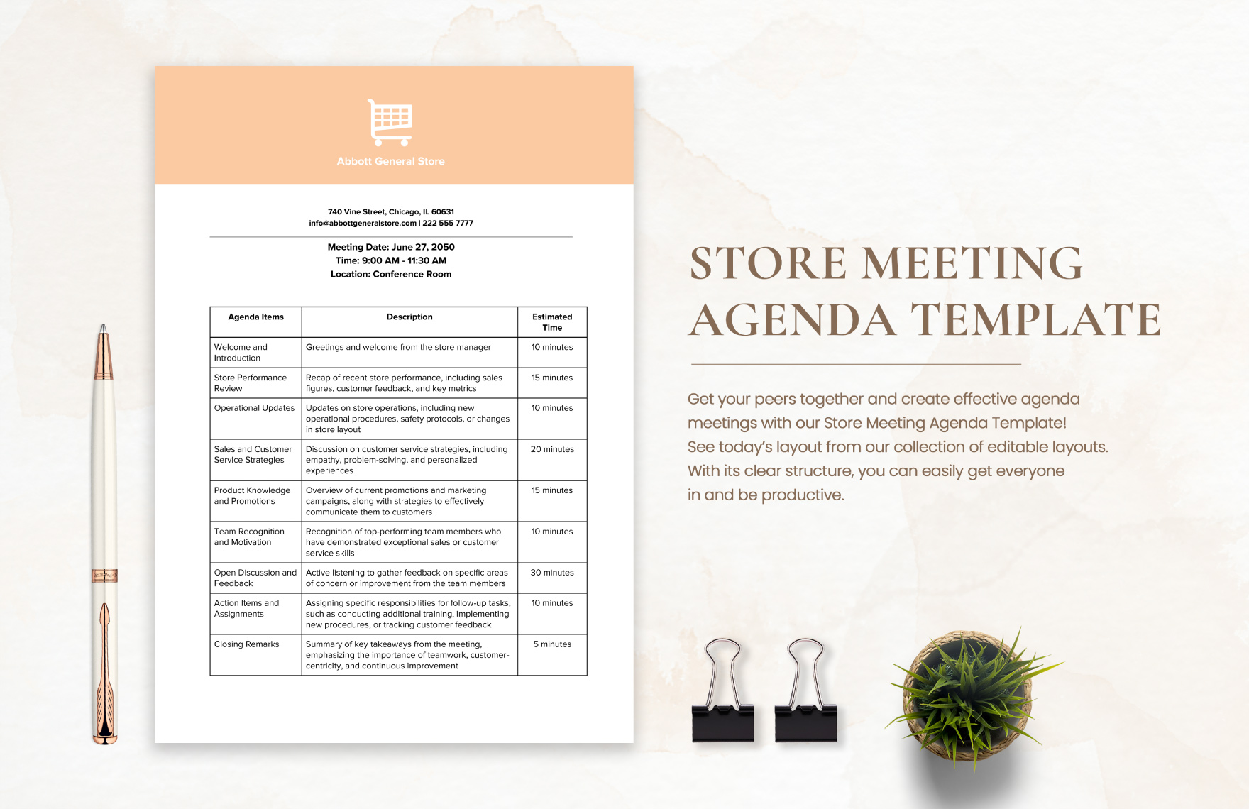 Store Meeting Agenda Template - Google Docs, Word, PDF | Template.net