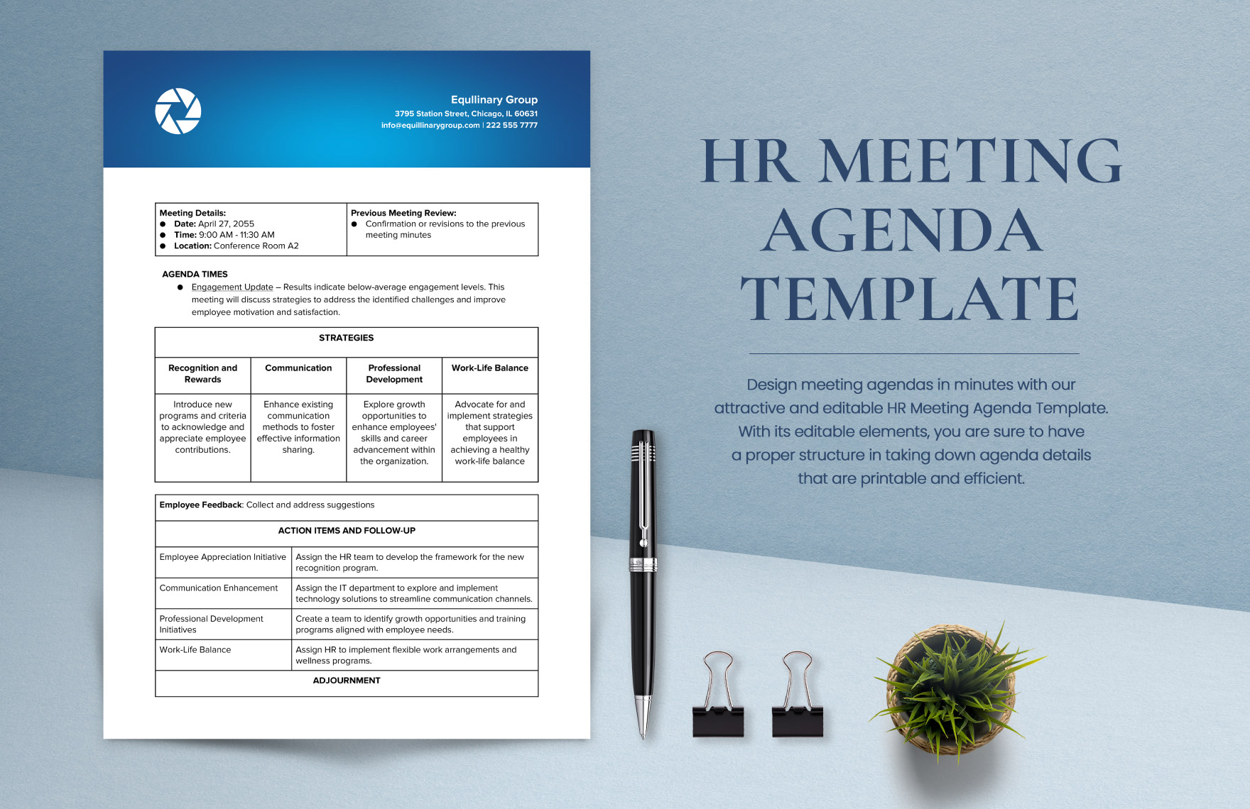 HR Meeting Agenda Template Word Google Docs PDF Template