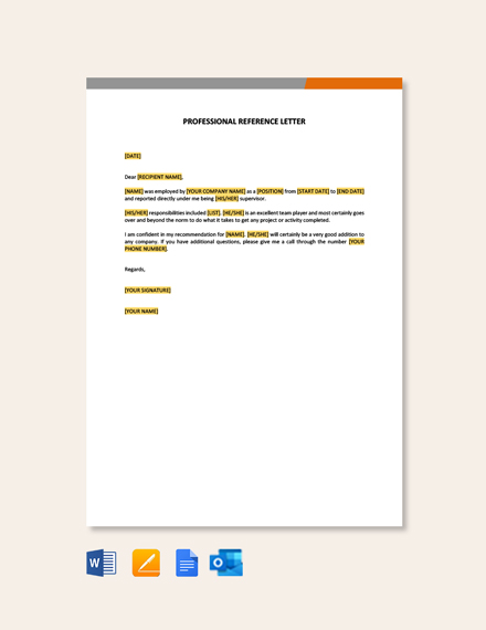 Free Professional Reference Letter For Apartment Application Template 