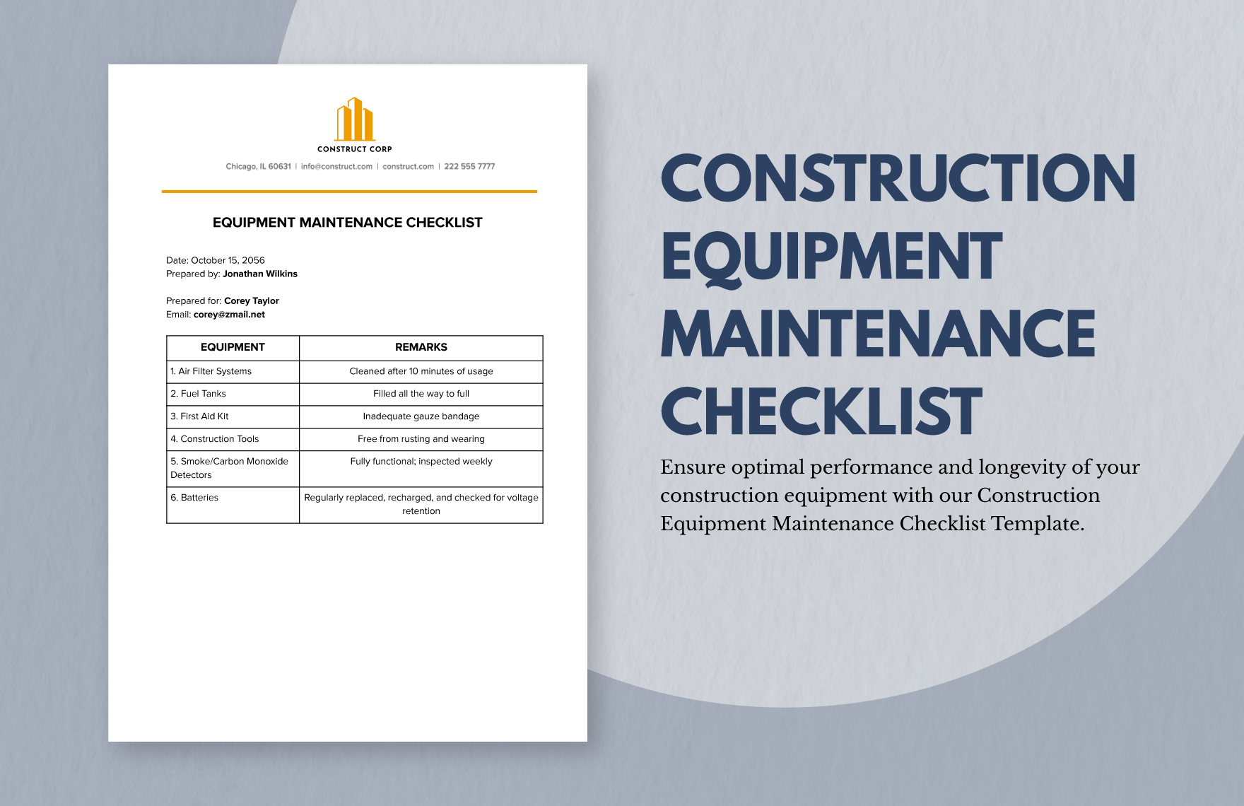FREE Equipment Checklist Templates Equipment Checklist Form Excel