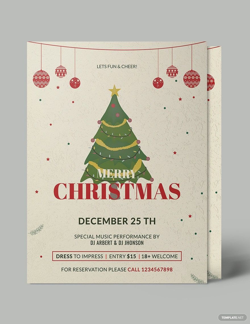 Beautiful Christmas Party Flyer Template Download In Word Google 