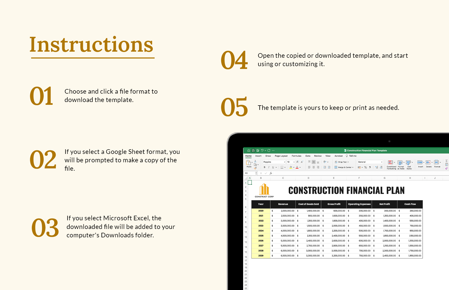 Construction Financial Plan Template - Google Sheets, Excel | Template.net