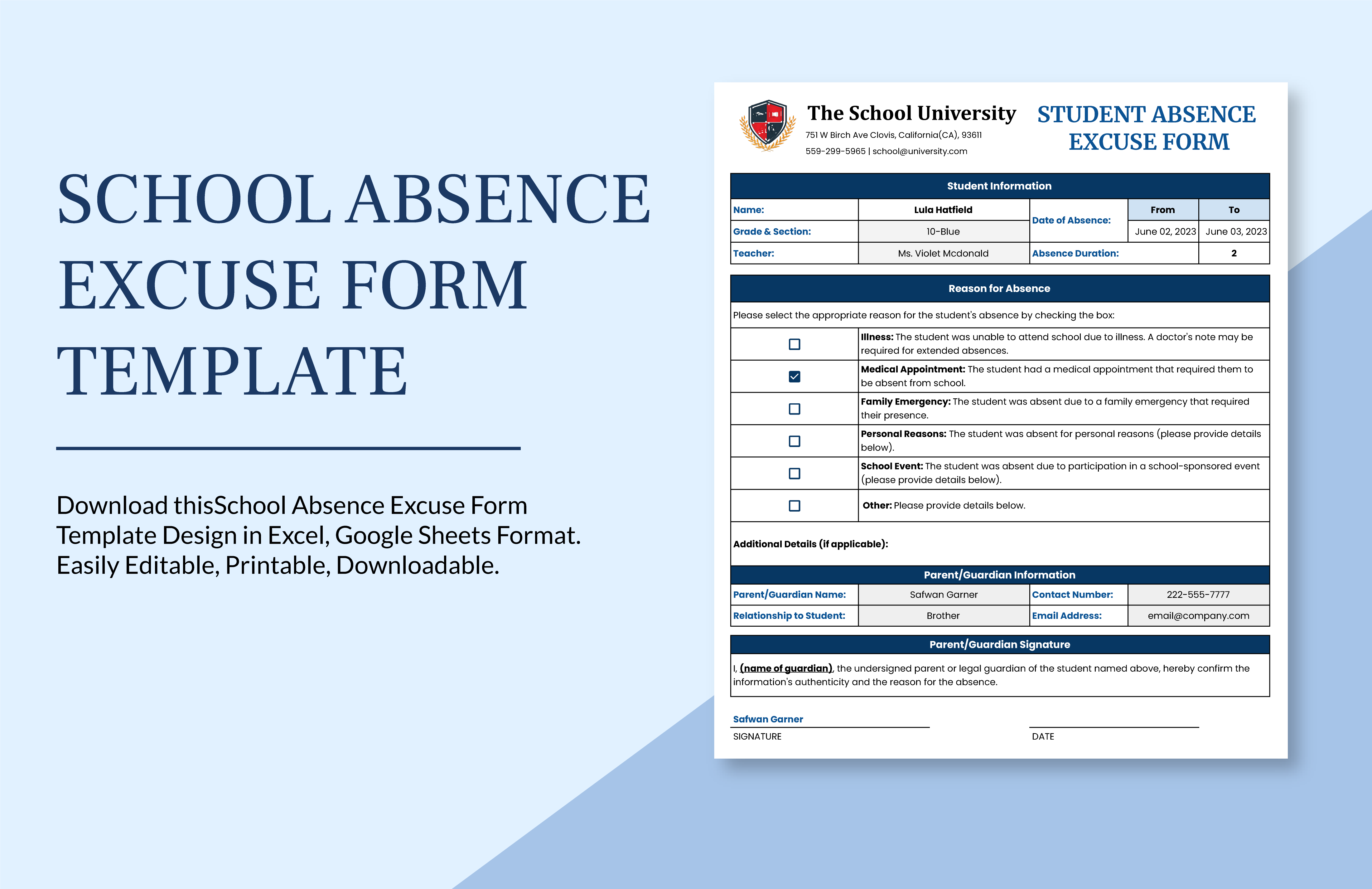 School Admission Form - Word, Google Docs | Template.net