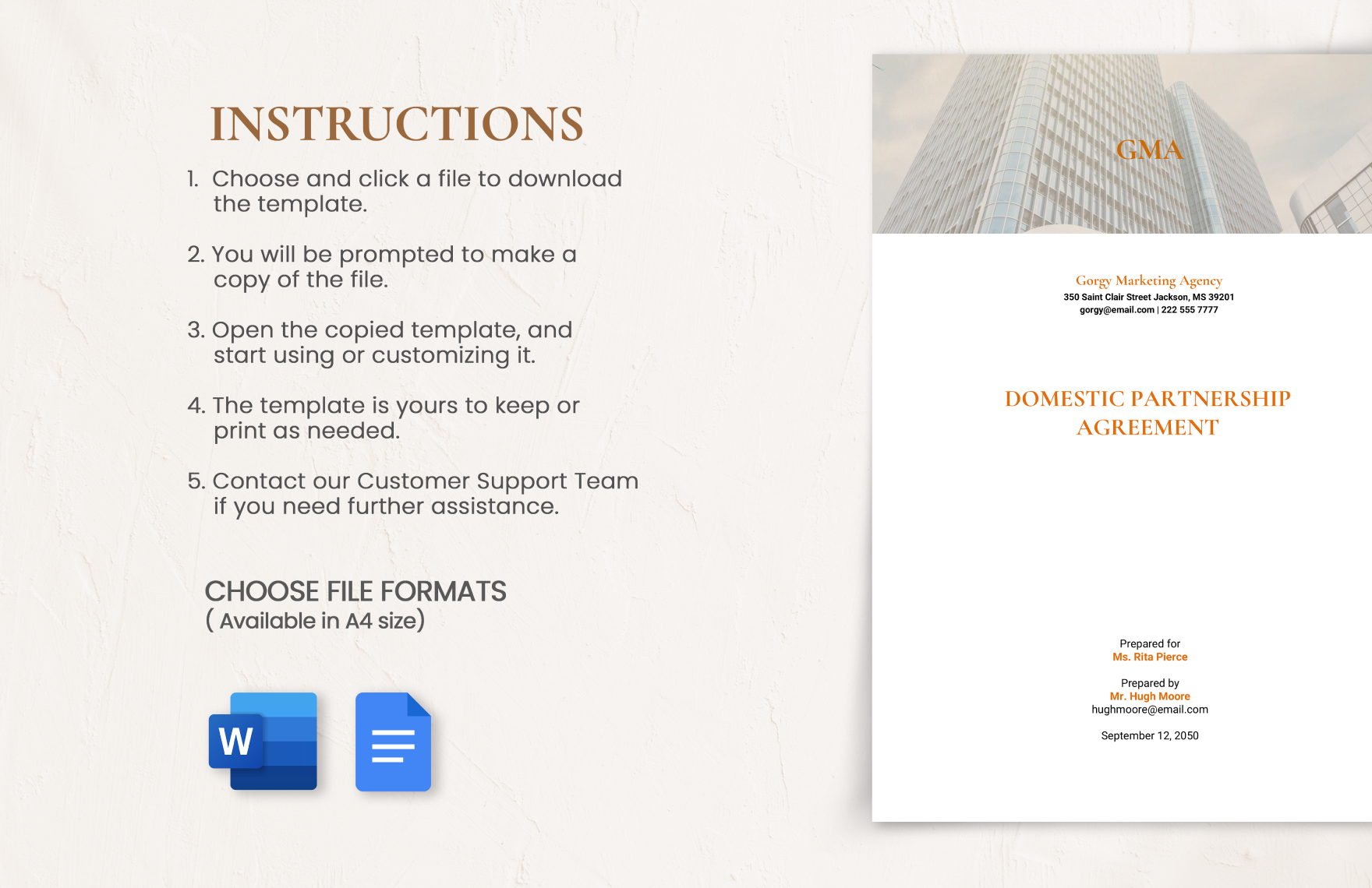 Domestic Partnership Agreement Template In Word Google Docs Download