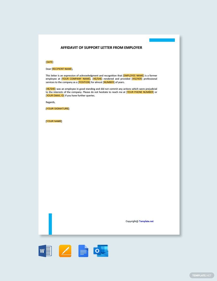 FREE Affidavit Of Support Template Download In Word Google Docs PDF Apple Pages Template