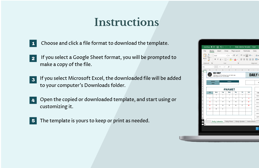 Daily Calendar Template - Download in Word, Google Docs, Excel, Google ...