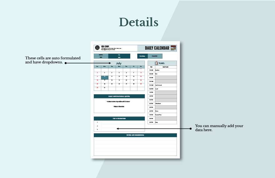 Daily Calendar Template - Download in Word, Google Docs, Excel, Google ...