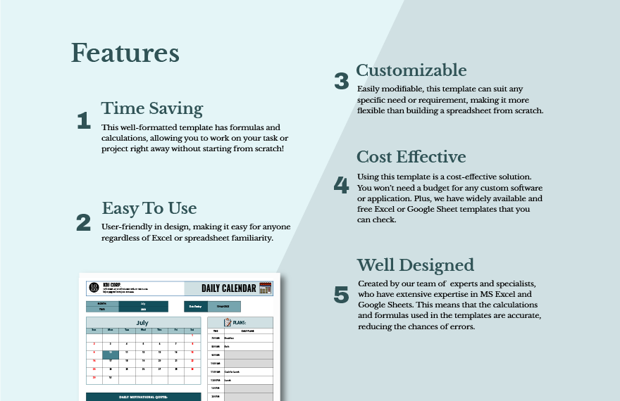 Daily Calendar Template - Download in Word, Google Docs, Excel, Google ...