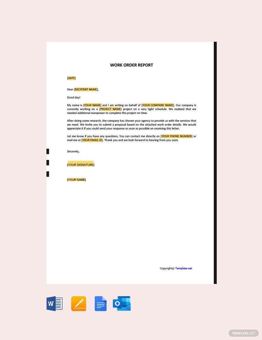 FREE Order Letter Template Download In Word Google Docs PDF Apple